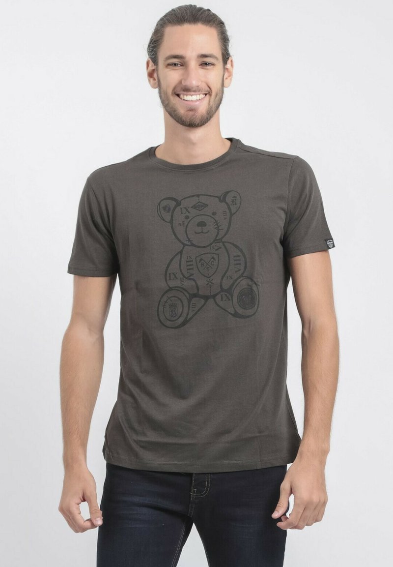 Ritchie Jeans COL ROND PUR JIBIDEL - T-shirt imprimé - gris/marron ...