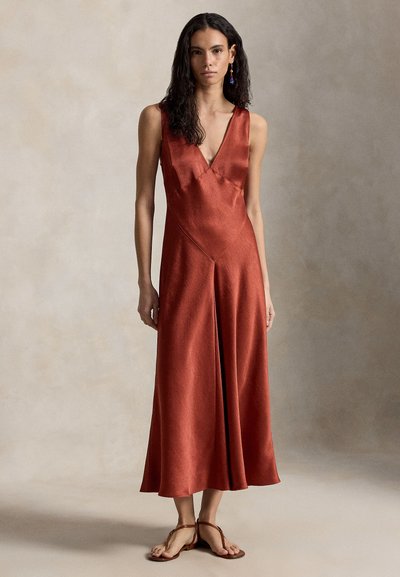 Polo Ralph Lauren SATIN PANELED DRESS - Koktélruha / Partiruha - rust ...