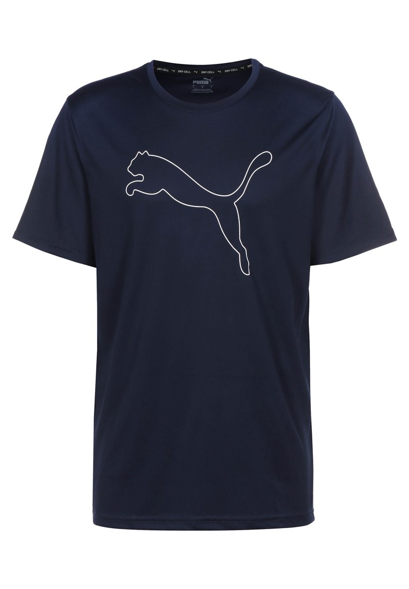 Puma PERFORMANCE CAT TEE - Sports T-shirt - peacoat/dark blue - Zalando ...