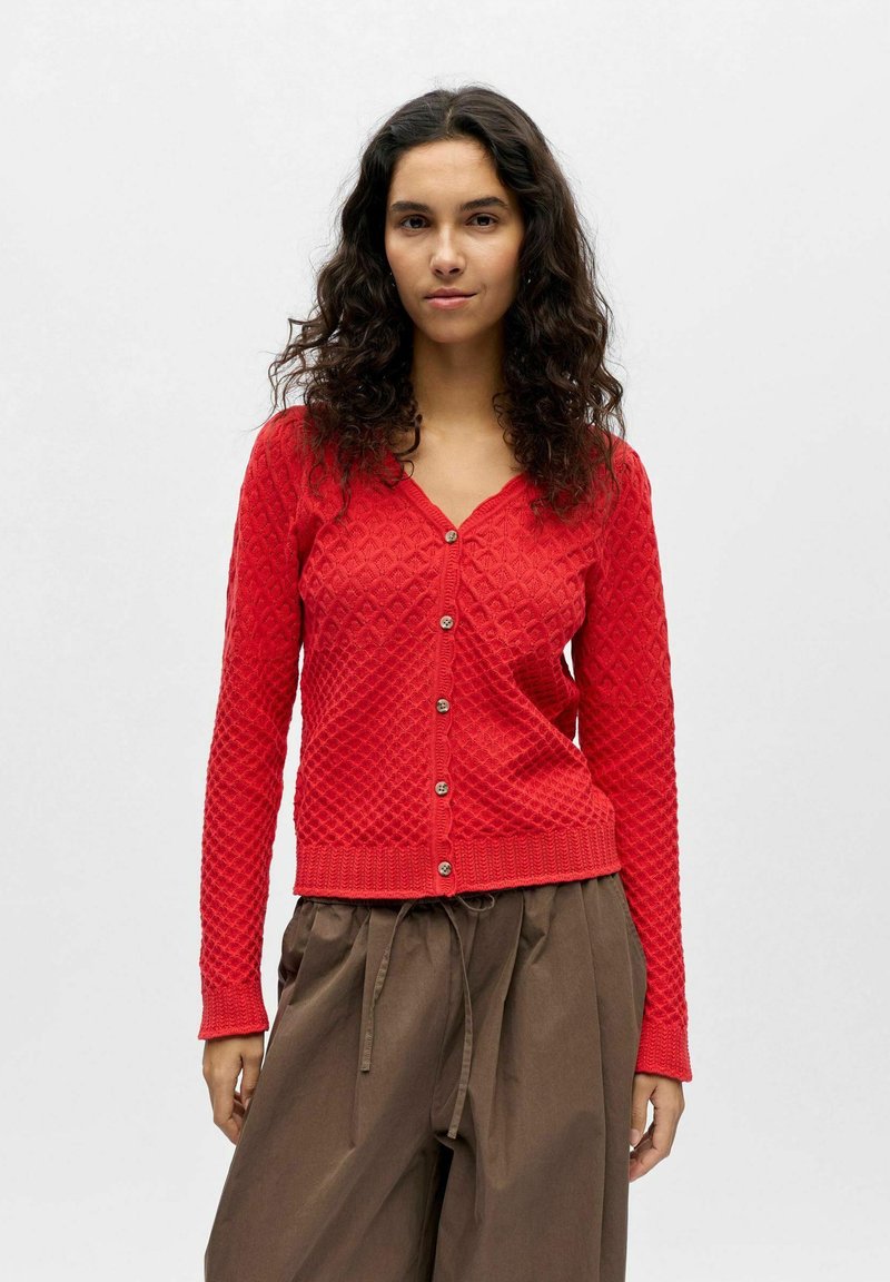 Object V-AUSSCHNITT - Cardigan - poinsettia/coral - Zalando.co.uk