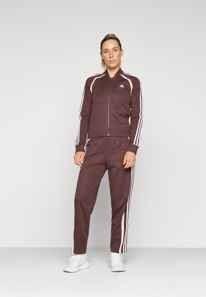 adidas Sportswear TEAMSPORT TRACKSUIT - Tracksuit - shadow brown/white ...