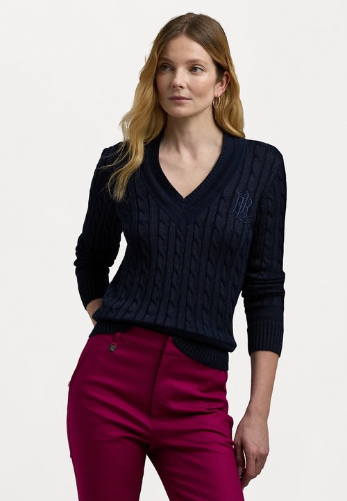 Lauren Ralph Lauren BUTTON TRIM CABLE KNIT COTTON SWEATER - Vesta ...