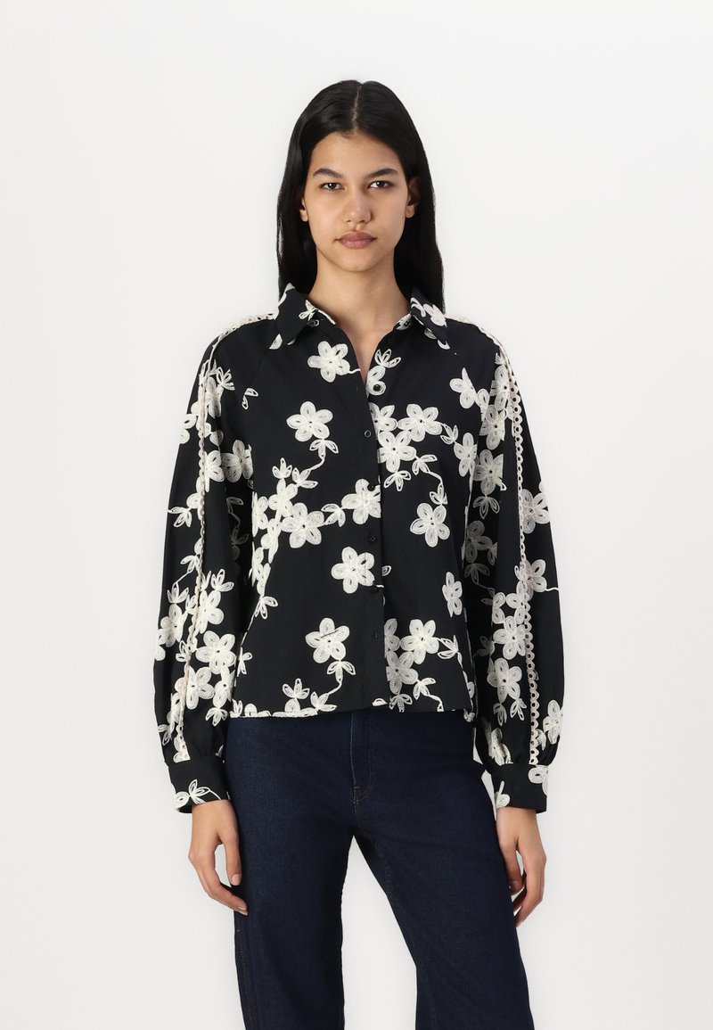 Object OBJARIZONA SHIRT - Button-down blouse - black/black - Zalando