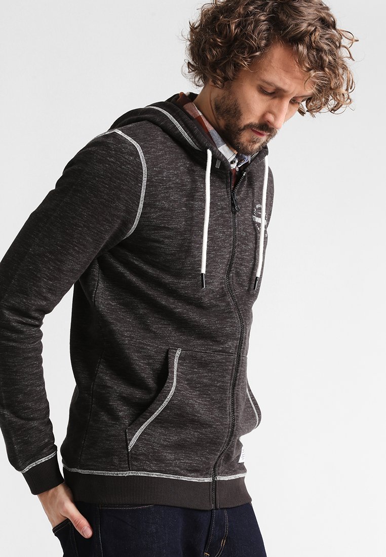 TOM TAILOR DENIM Zip-up sweatshirt - black - Zalando.ie