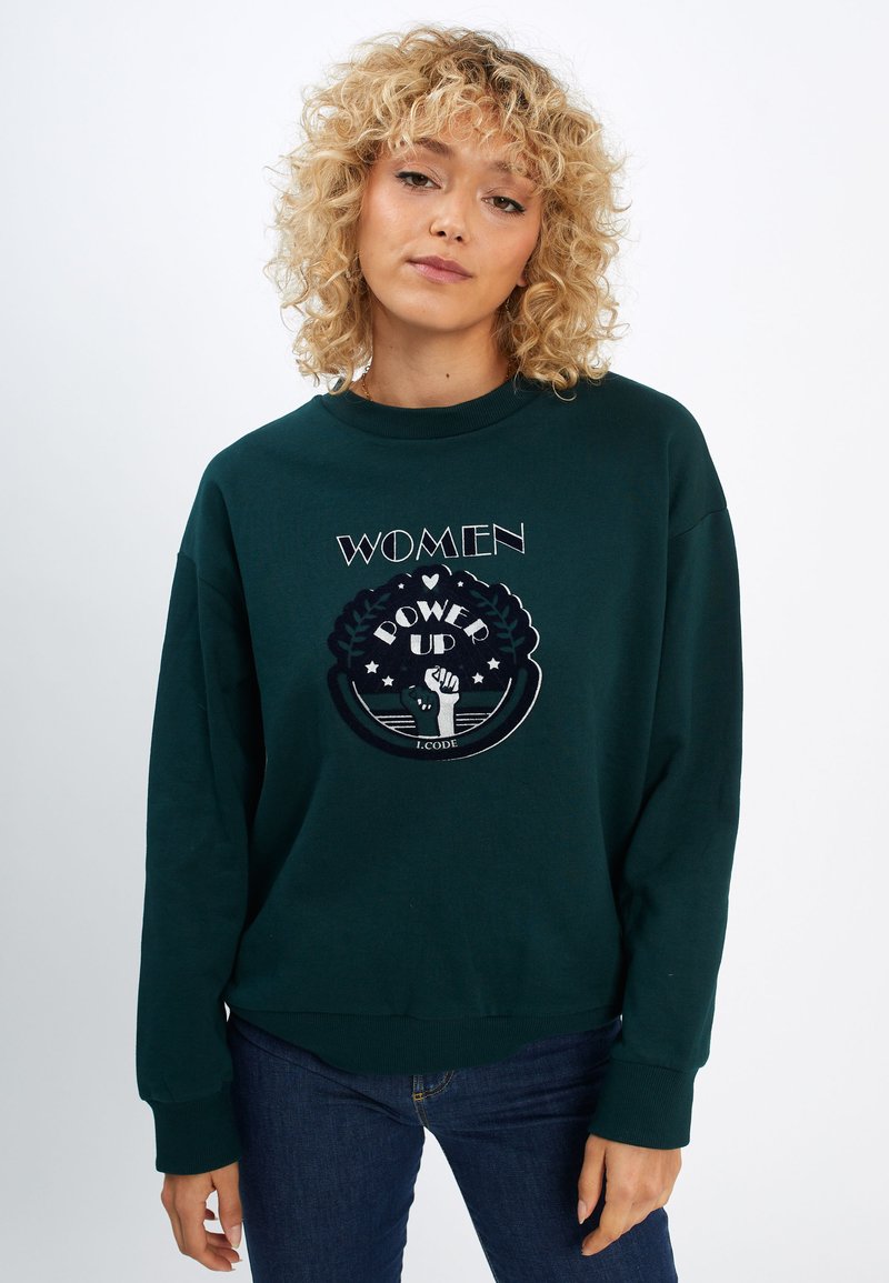 I.Code by IKKS WITH FLOCKED VISUAL - Sweater - dark green/donkergroen ...