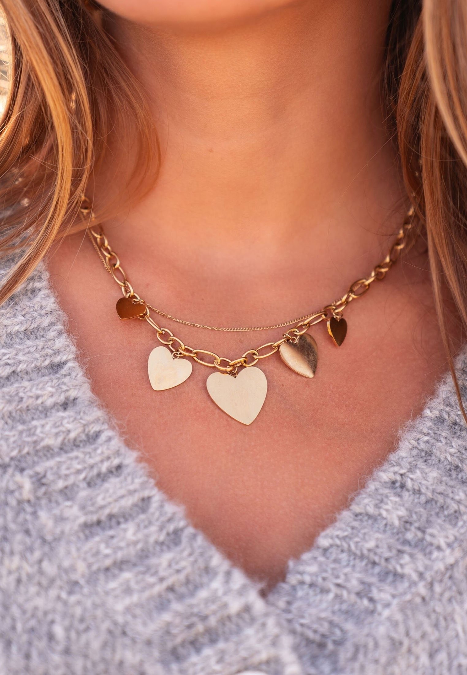 UNIVERSE STATEMENT WITH HEARTS Halskette gold coloured