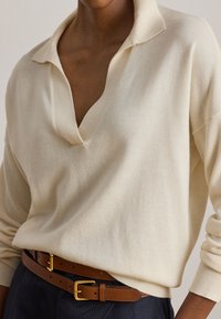 Lauren Ralph Lauren COTTON-MODAL POLO SWEATER - Neule - mascarpone ...