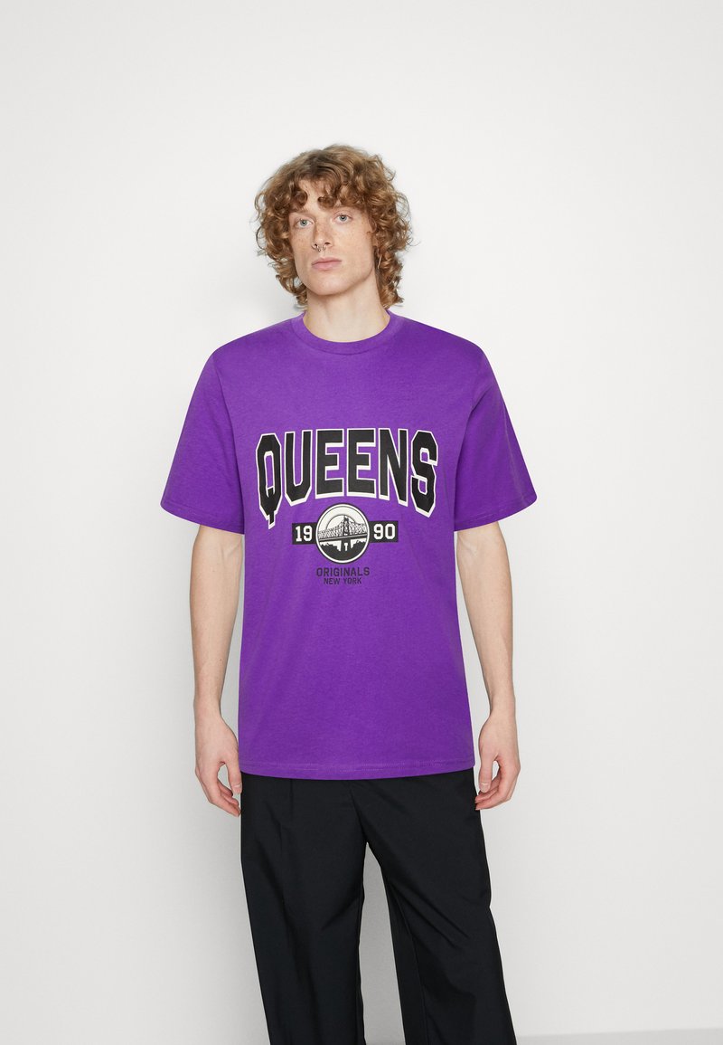 Jack And Jones Jorbig City Tee Crew Neck T Shirts Print Deep Lavender