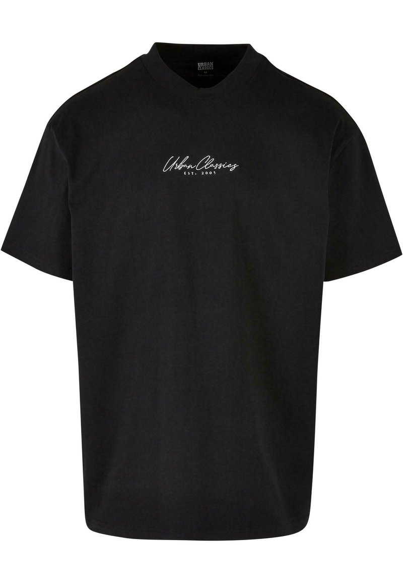 Urban Classics MID EMBROIDERY TEE - T-shirts print - black/sortmeleret ...