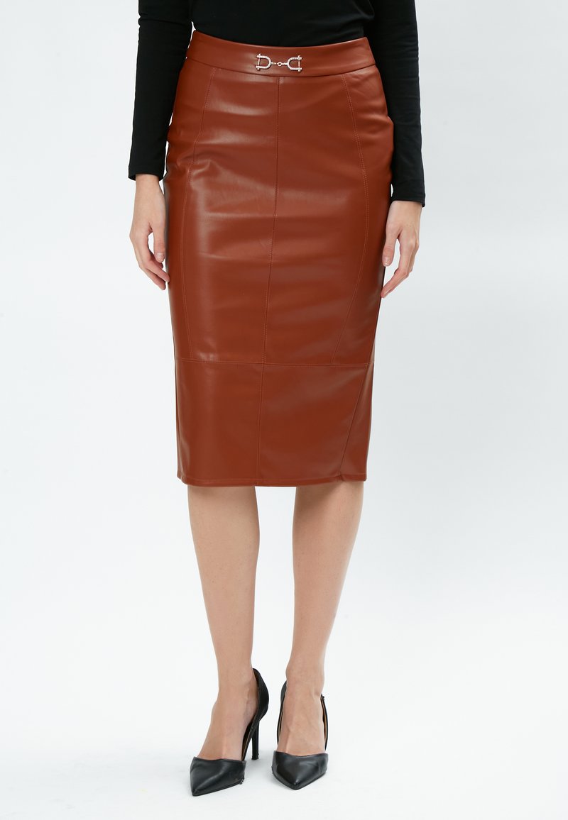 INFLUENCER Pencil skirt - caramel/cognac - Zalando