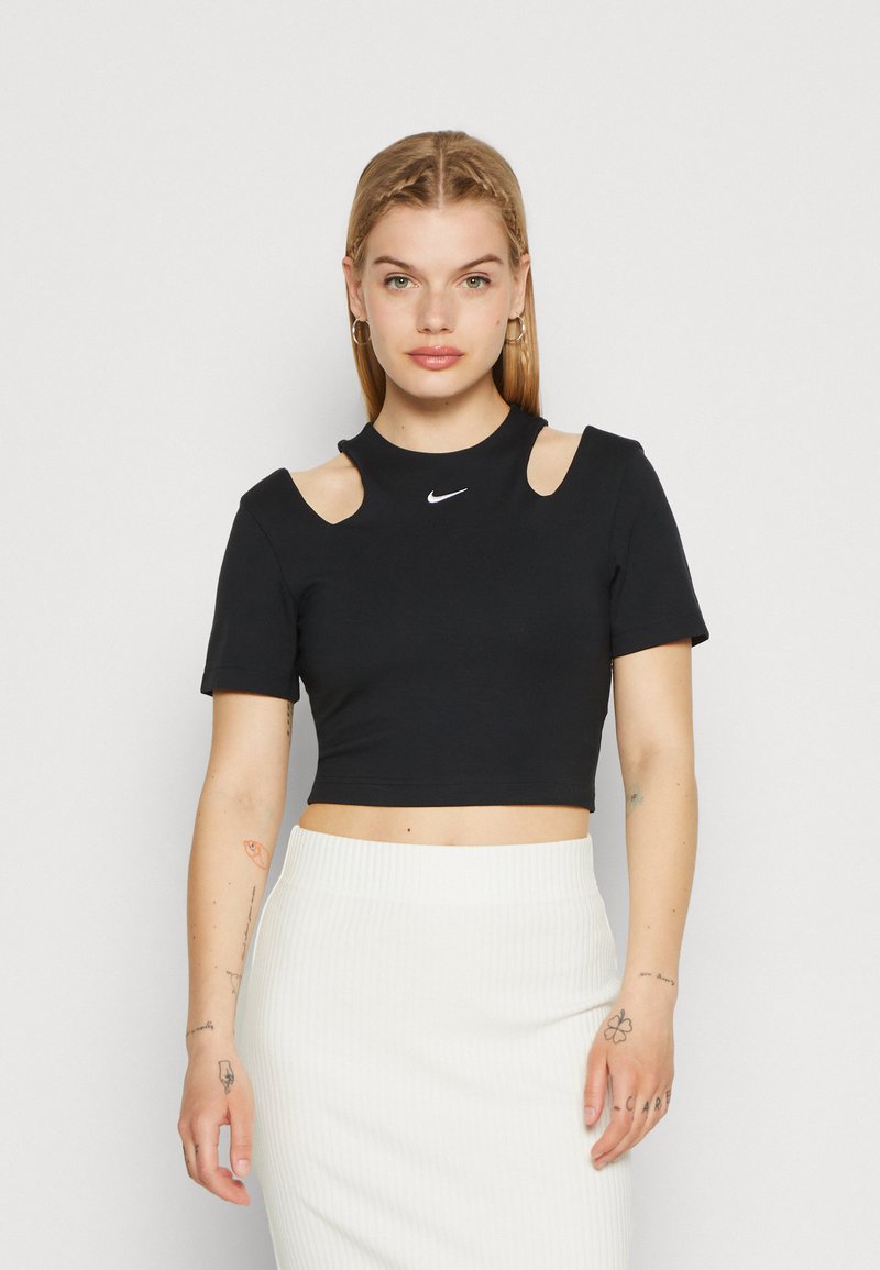 Nike Sportswear CUT OUT - T-shirt med print - black/white/svart ...