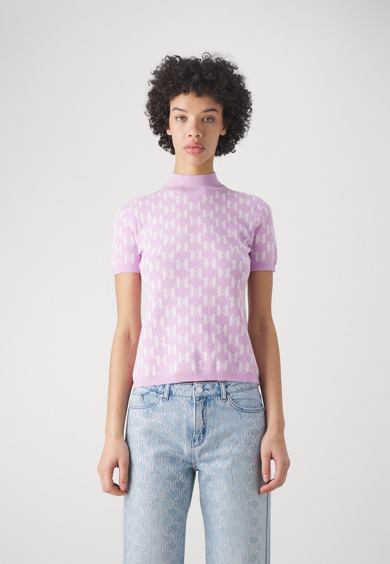 KARL LAGERFELD MONOGRAM MOCK NECK - Print T-shirt - orchid bouquet ...