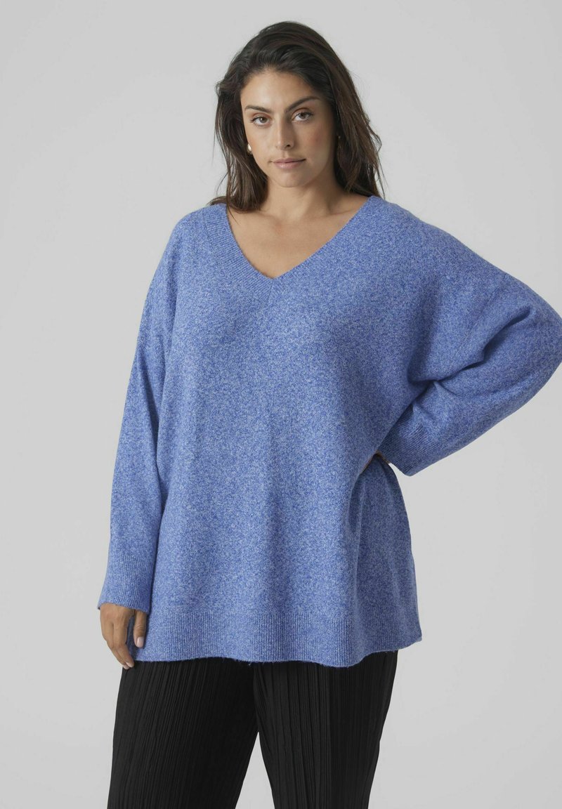Vero Moda Curve DOFFY BOO CUR - Stickad tröja - beaucoup blue/blå ...