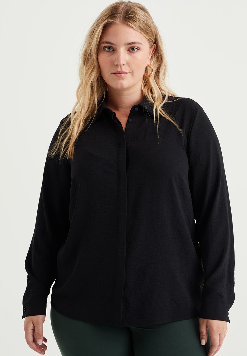WE Fashion CURVE - Hemdbluse - black/schwarz - Zalando.de
