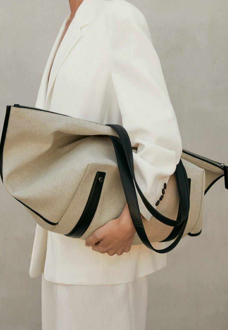 Massimo Dutti MAXI - Tote bag - beige - Zalando.co.uk