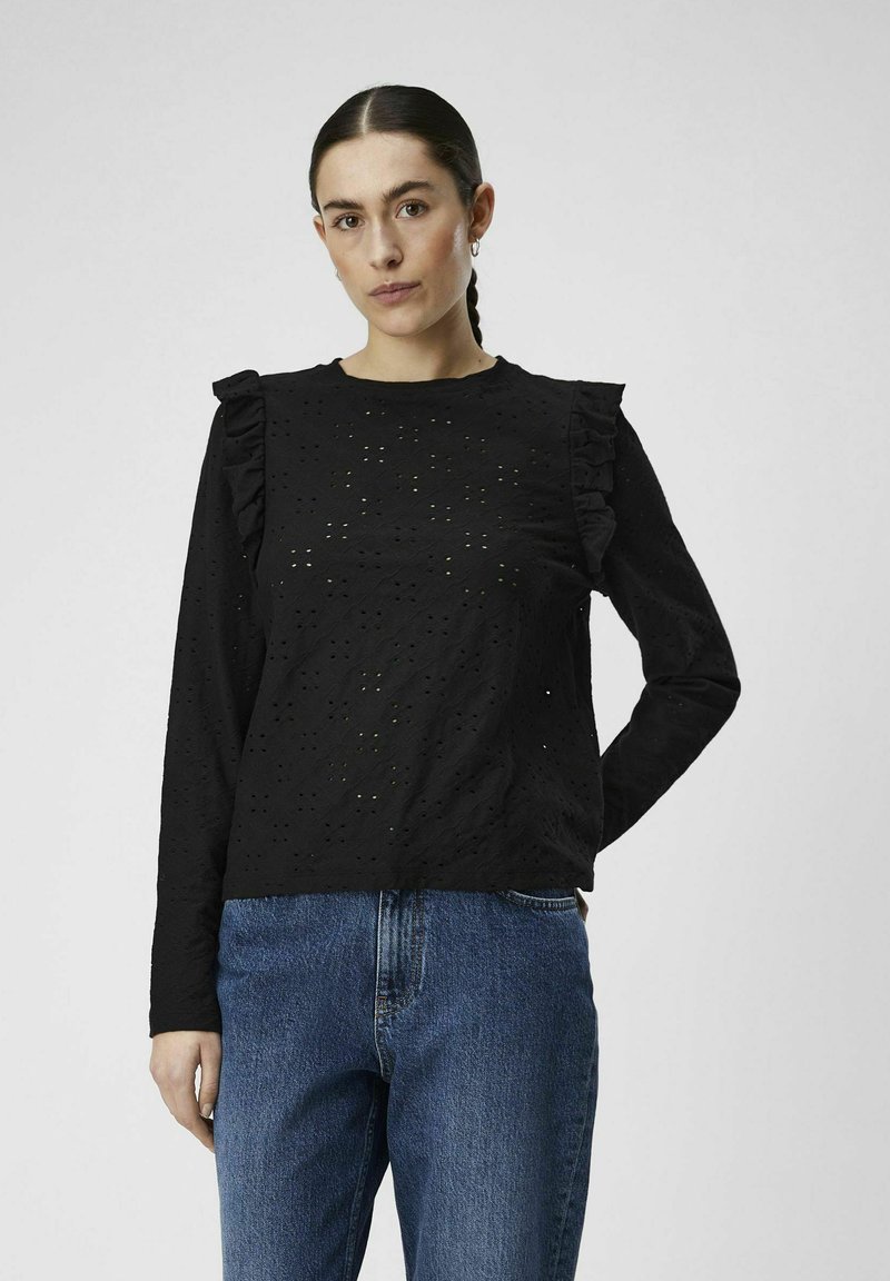 Object MIT ÄRMELN DETAILREICHES - Blouse - black/zwart - Zalando.nl