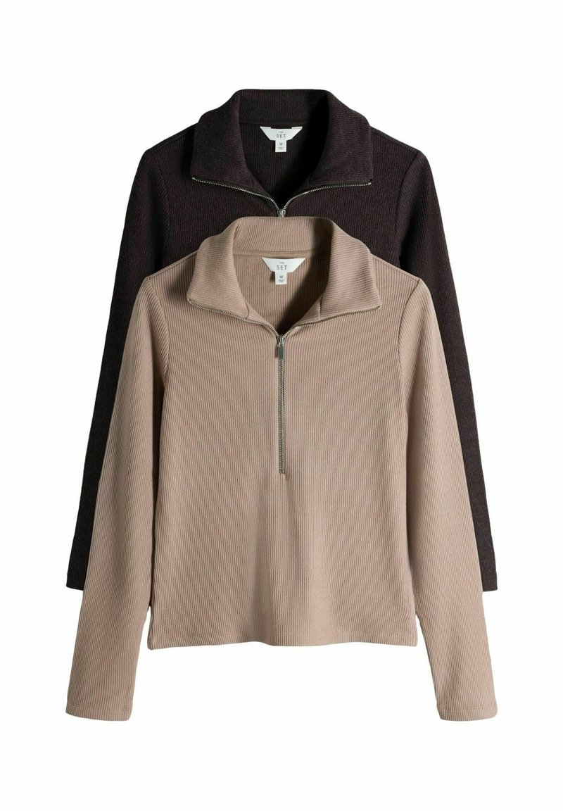 THE SET REGULAR FIT 2 PACK FUNNEL NECK QUARTER ZIP - Strickpullover ...