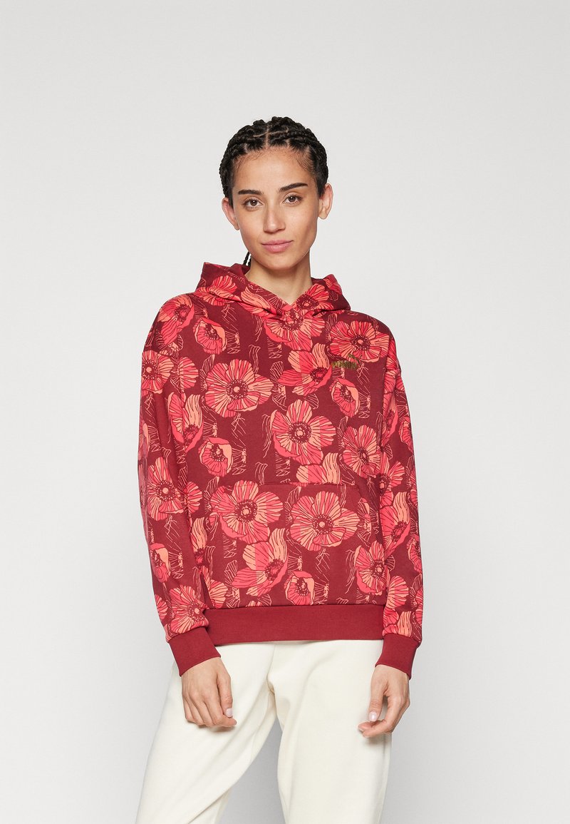 Puma CLASS ACT HOODIE - Džemperis su gobtuvu - intense red/raudona ...