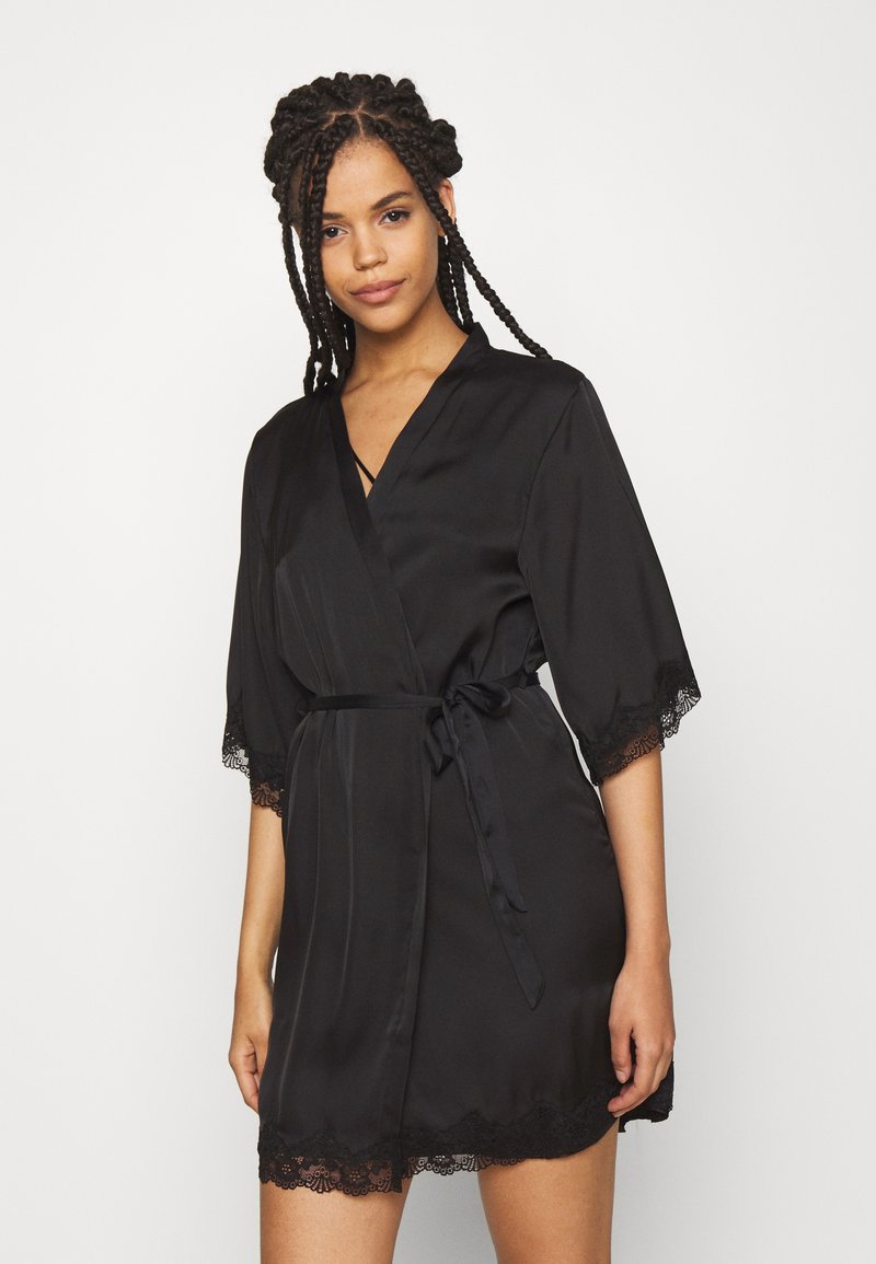 Anna Field ARIANA SATIN KIMONO - Halat de baie - black/negru - Zalando.ro