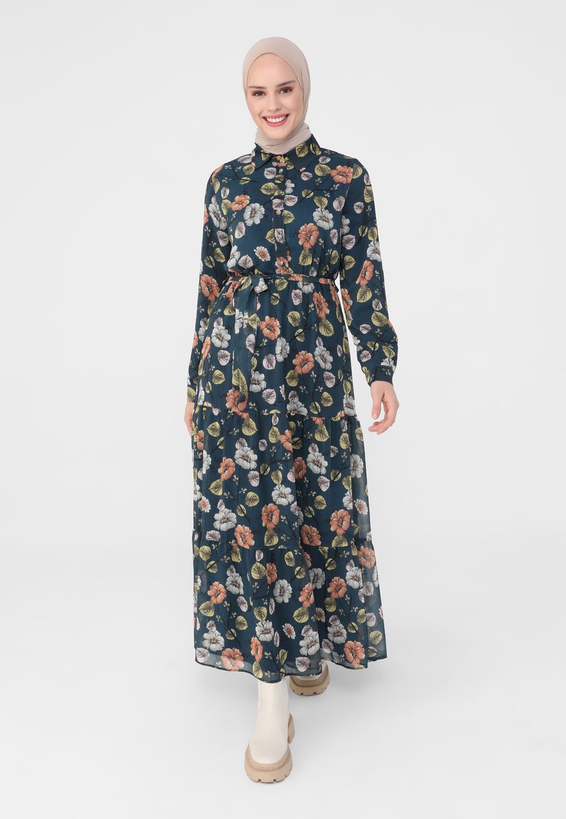 Modanisa FLORAL FULLY LINED MODEST - Maxi dress - blue - Zalando.de
