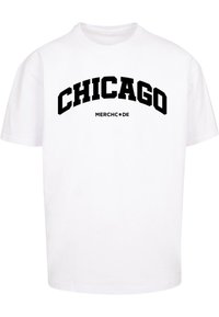 Merchcode CHICAGO WORDING HEAVY OVERSIZE - Print T-shirt - white ...