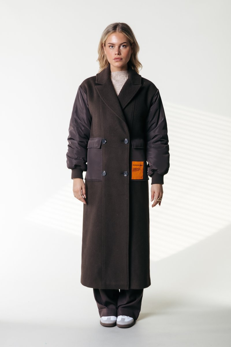 Colourful Rebel ADA CONTRAST LONG COAT - Classic coat - cacao/brown ...