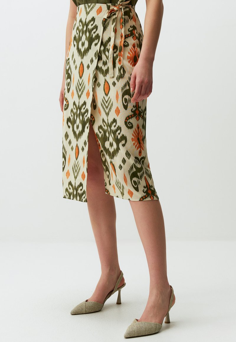 Jimmy Key ETHNIC PATTERNED MIDI - A-Linien-Rock - khaki - Zalando