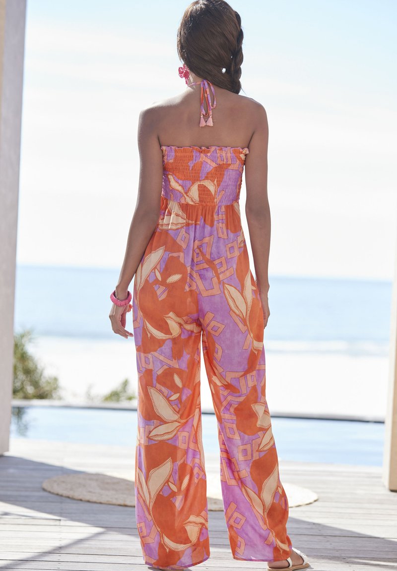 Lascana Neckholder Overall Jumpsuit Orange Pink Bedruckt Orange