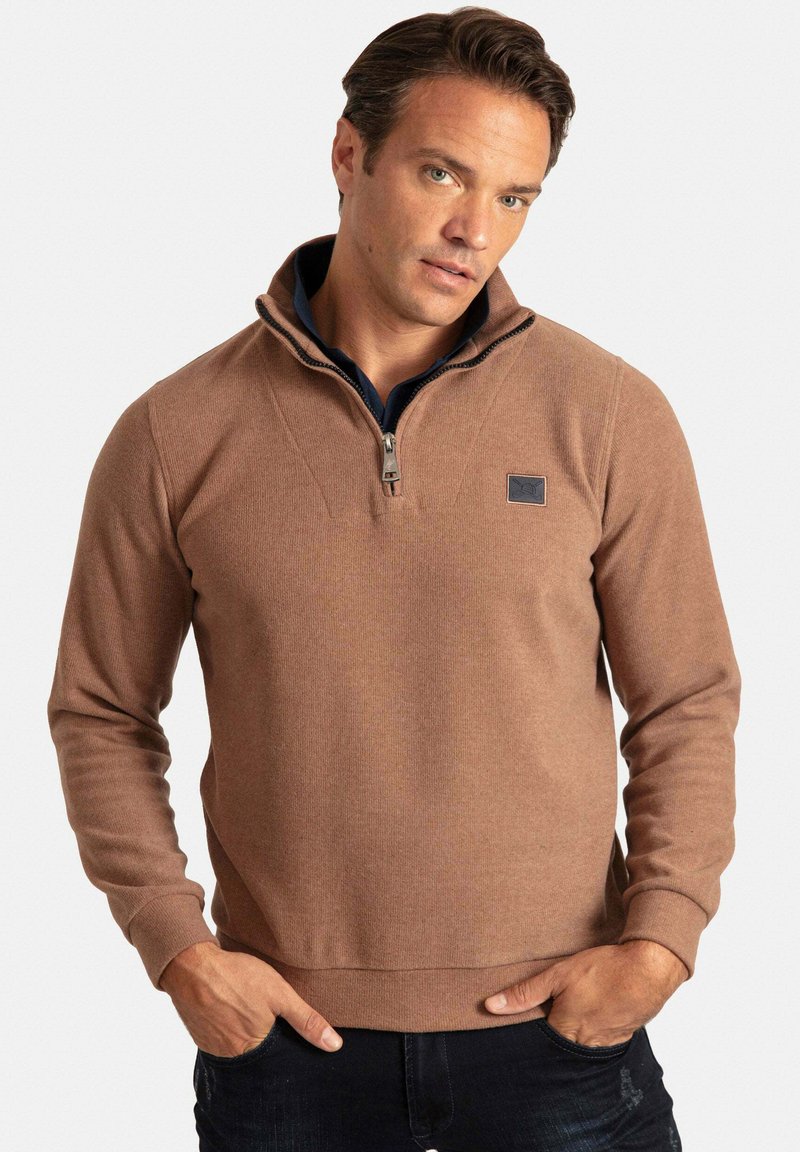 Jacey Quinn DOUBLE NECK HALF ZIP SWEATSHIRT - Sweatshirt - latte brown ...