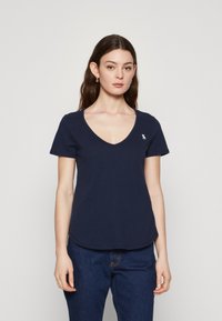 Abercrombie & Fitch ICON V NECK 3 PACK - T-Shirt basic - white/dark blue/light pink/weiß ...