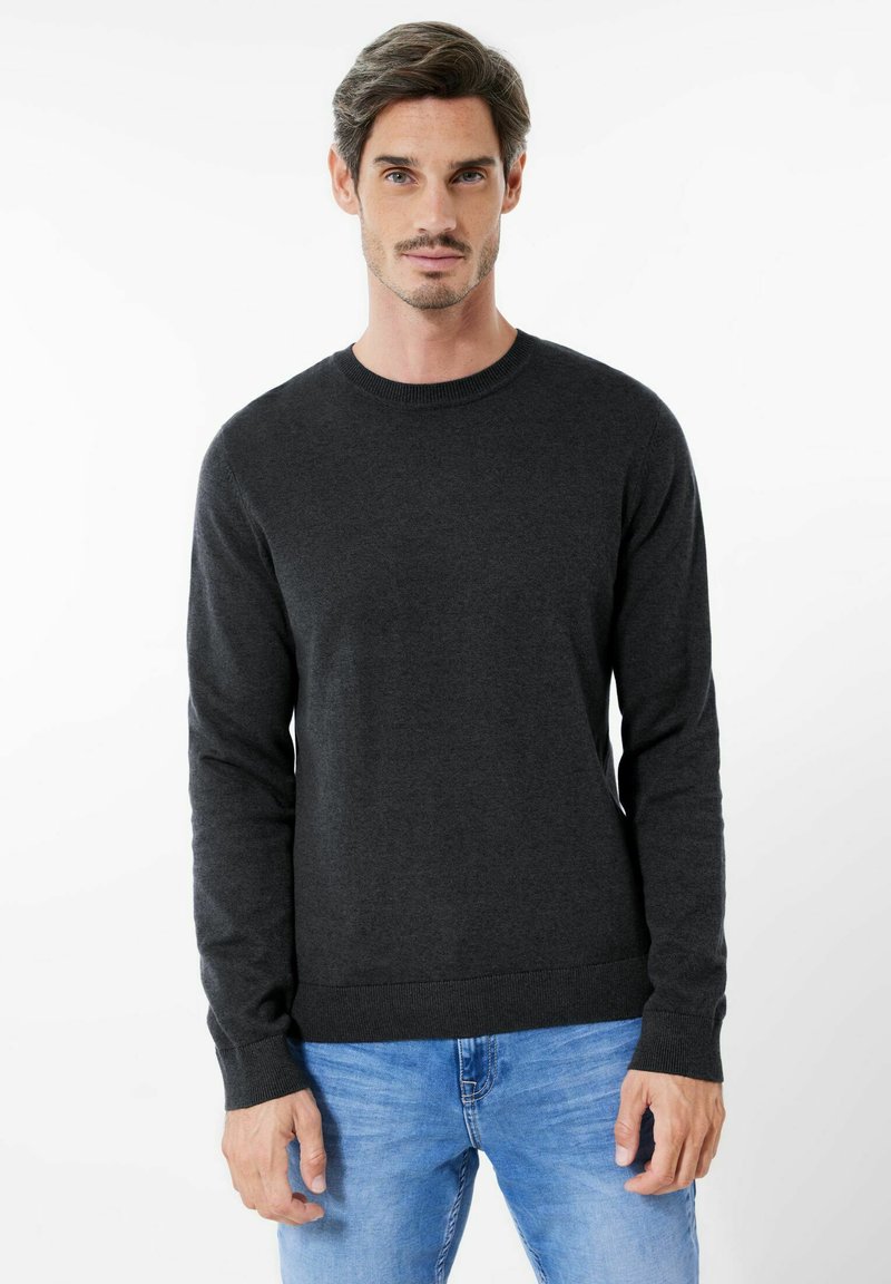 Street One MEN MOULINE BASIC - Jumper - grün/grey - Zalando.de