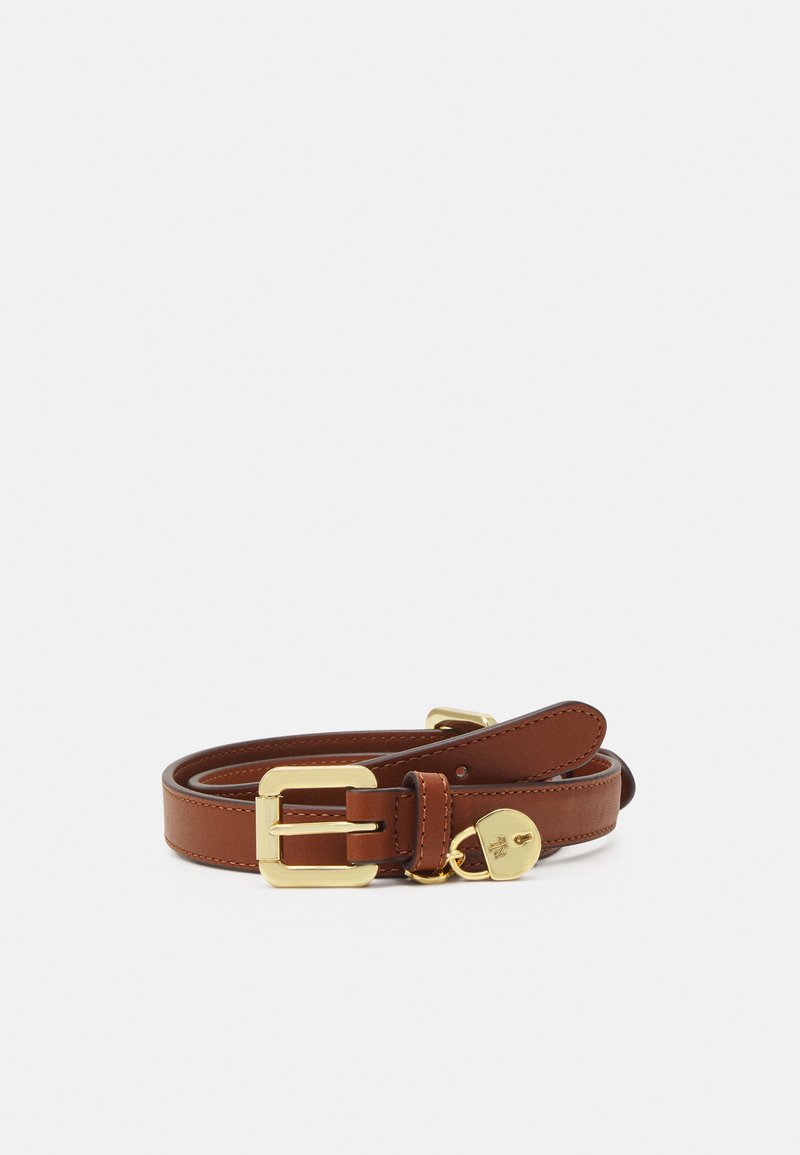 Lauren Ralph Lauren LEATHER DOUBLE BUCKLE SKINNY BELT - Skärp - tan ...