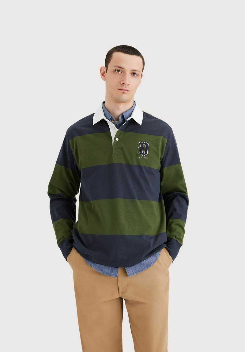 DOCKERS RUGBY - Long sleeved top - navy blazer forest elf blue/blue ...