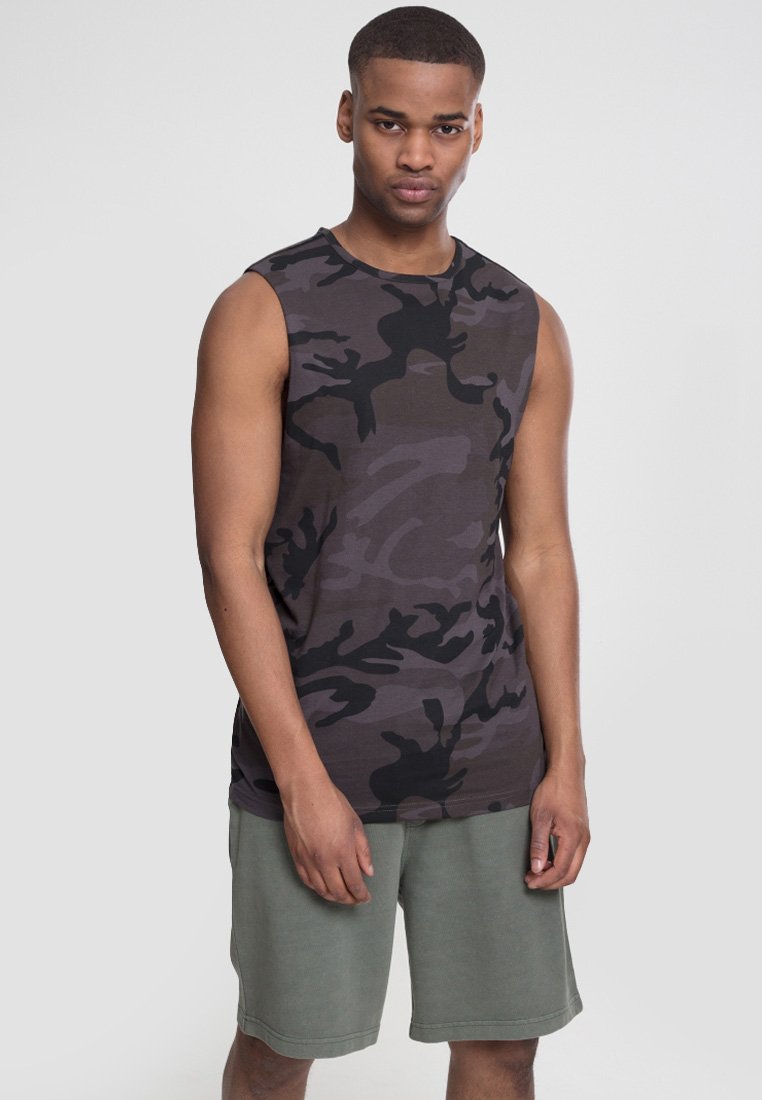 Urban Classics Top - dark camo/schwarz - Zalando.ch