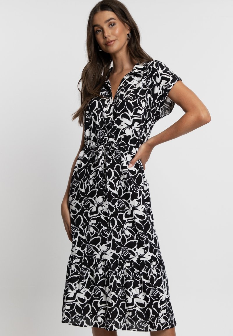Threadbare MIDI SUNSHINE - Robe chemise - black white/noir - ZALANDO.FR