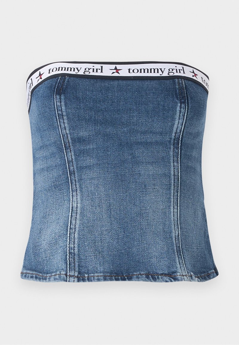 Tommy Jeans GIRL TUBE - Top - indigo wash/ecru/blue denim - Zalando.co.uk
