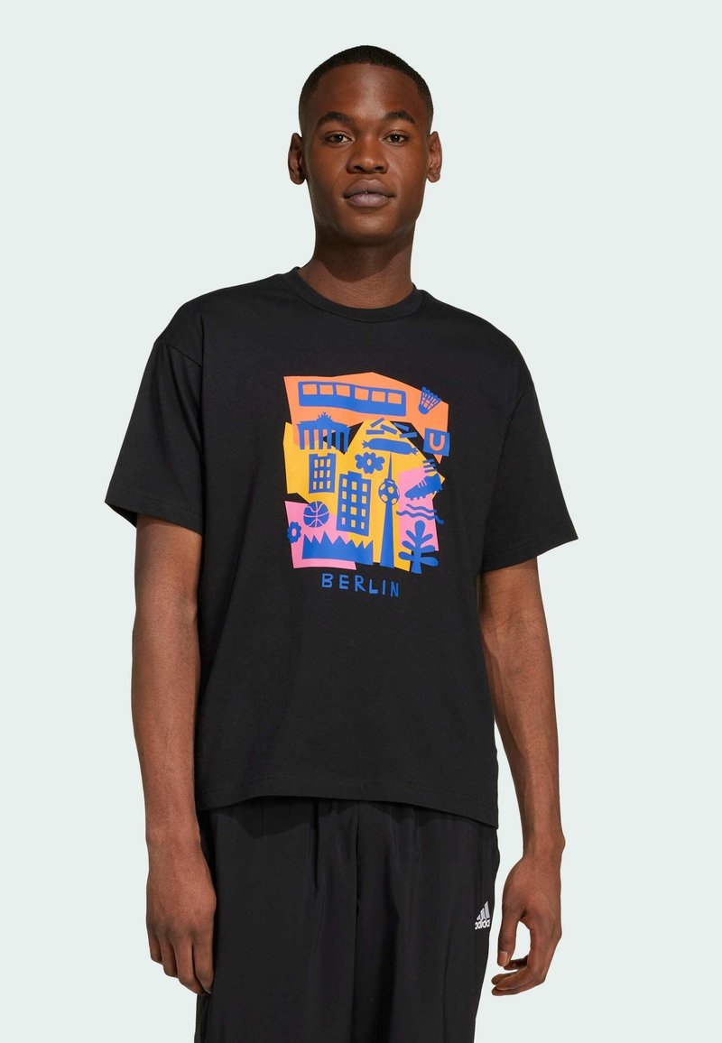 adidas Sportswear BERLIN PAPERCUT - Print T-shirt - black - Zalando.co.uk
