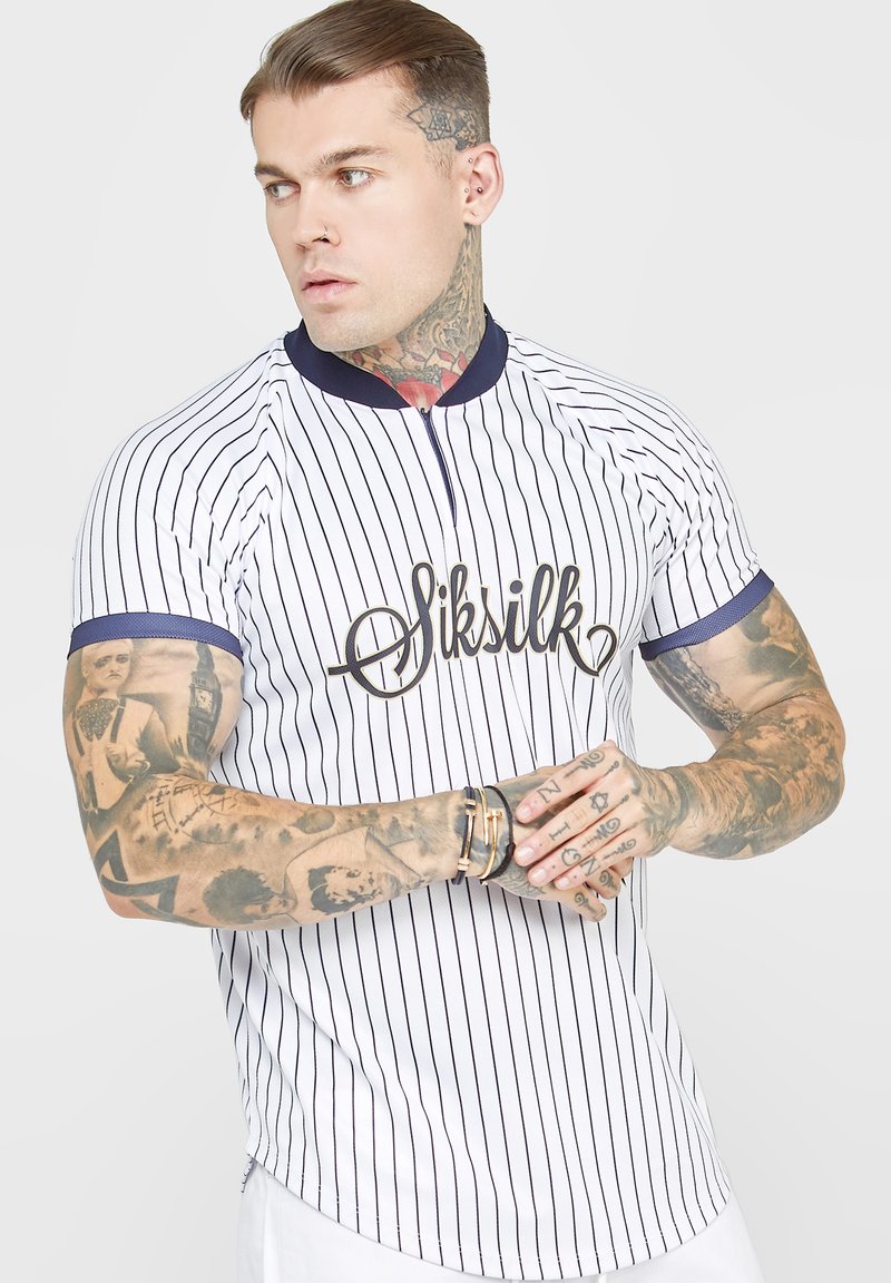 SIKSILK BASEBALL FITTED - Print T-shirt - white/navy/white - Zalando.ie