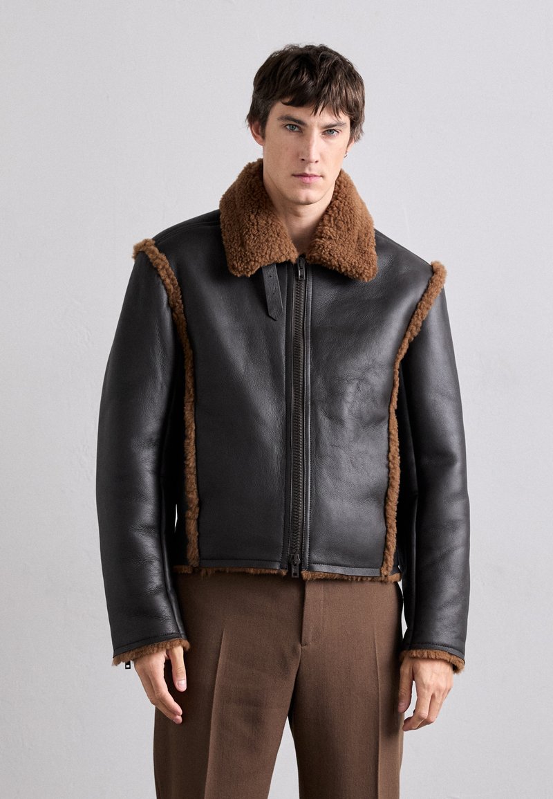 Filippa K AVIATOR JACKET - Leather jacket - worn brown/dark brown - Zalando