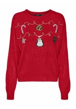 Vero Moda GARLAND O-NECK XMAS - Stickad tröja - chinese red/röd ...
