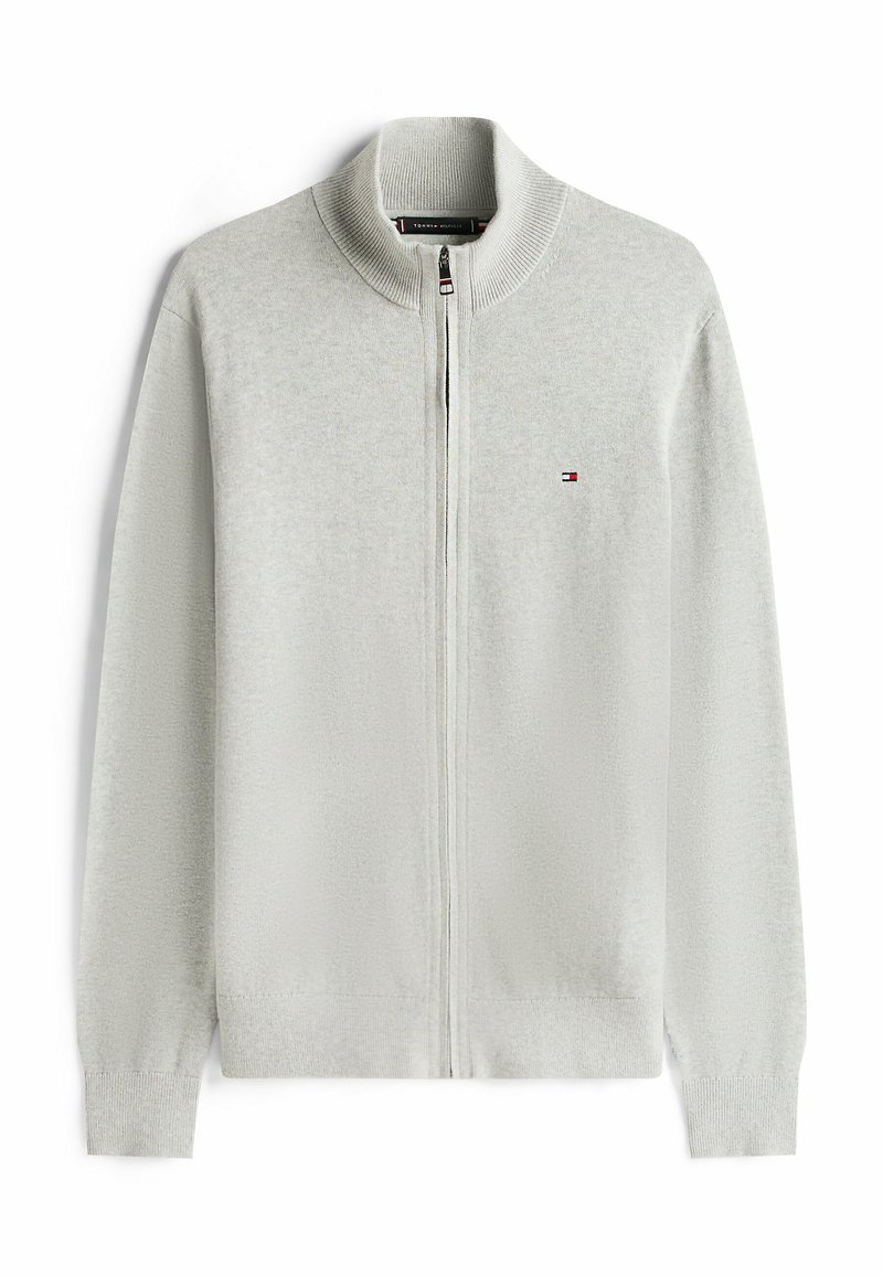 Tommy Hilfiger PIMA ZIP THRU - Strickjacke - light grey heather/grau ...