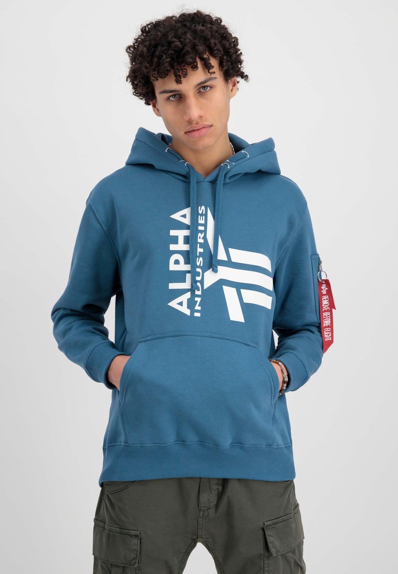 Alpha Industries HALF LOGO - Jersey con capucha - vintage marine/azul ...