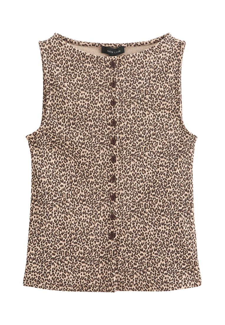 New Look RICH LEOPARD PRINT BUTTON THROUGH - Top - brown pattern/brun ...