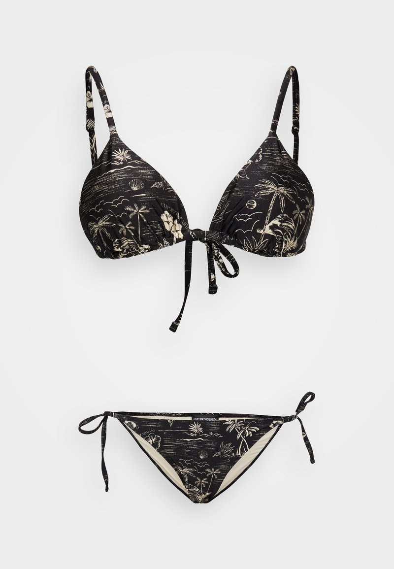 Emporio Armani TRIANGLE STRING BRIEF - Bikini - black/off-white/black ...