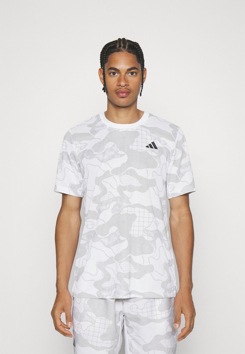 adidas Performance CLUB GRAPH TEE - Sport T-Shirt - white/grey three ...