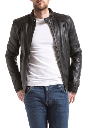 Lee Cooper BASILE - Veste en cuir - black/noir - ZALANDO.FR