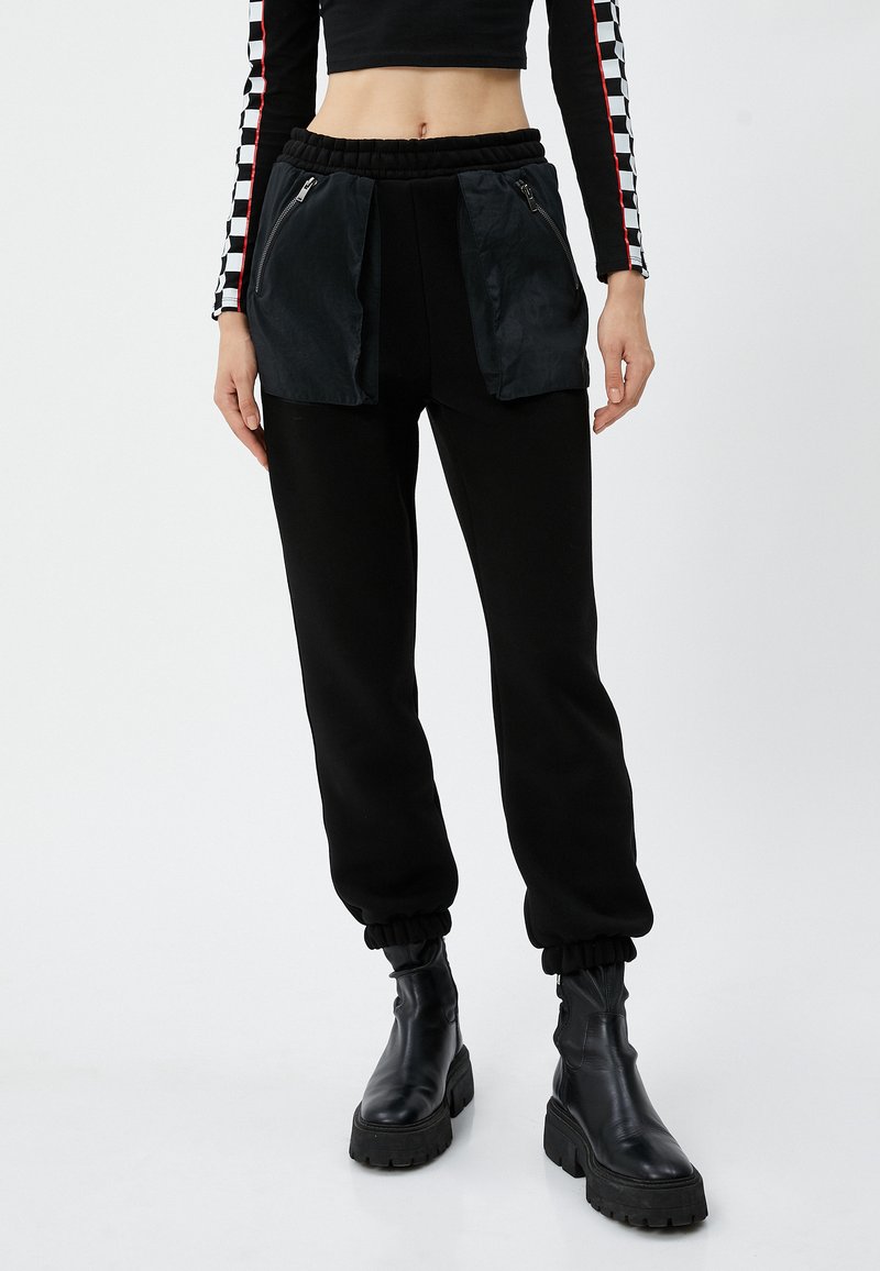 Koton ZIPPER POCKET DETAIL ELASTIC WAISTBAND - Broek - black/zwart ...