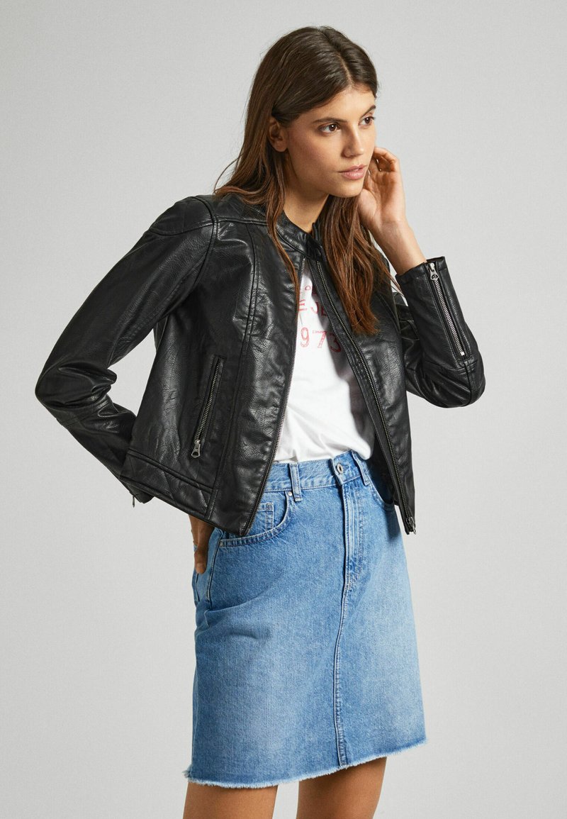 Pepe Jeans STAZIE - Imitatieleren jas - black/zwart - Zalando.be