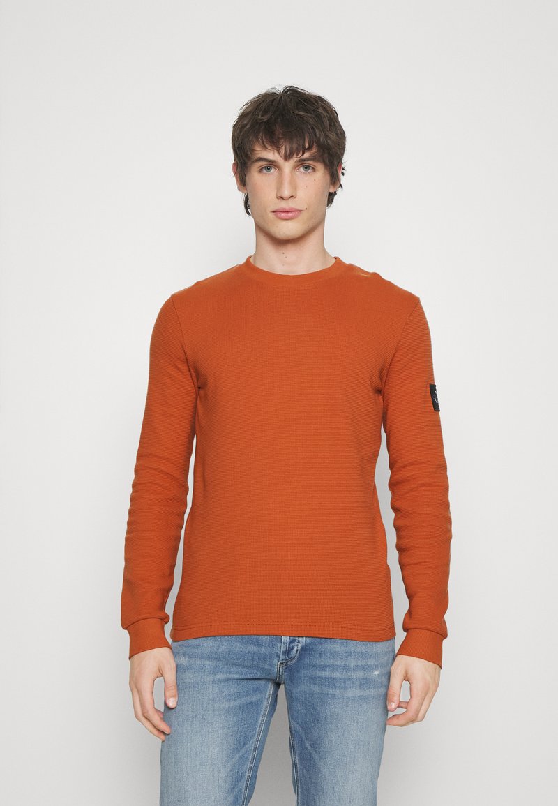 Calvin Klein Jeans BADGE TEE - Pitkähihainen paita - auburn/oranssi ...