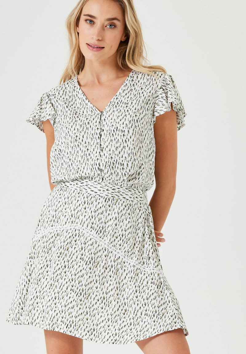 Garcia PRINT - Falda acampanada - soft kit/blanco - Zalando.es